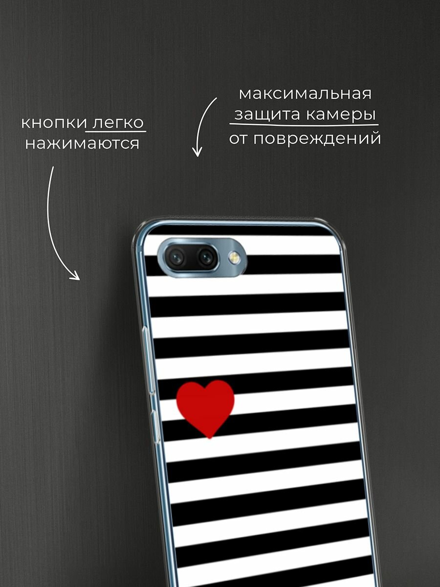 Силиконовый чехол на Honor 10 / Хонор 10 с принтом "Красное сердце" — фото 1