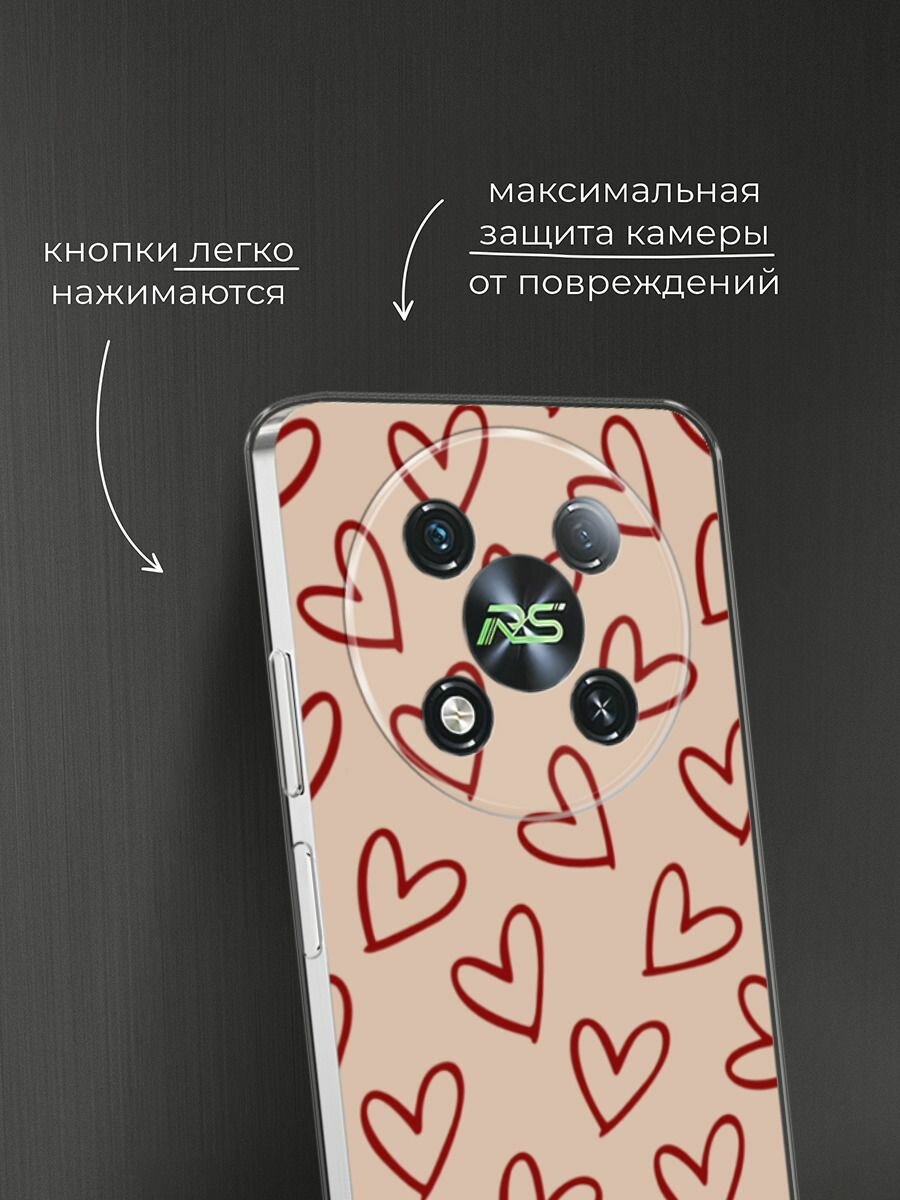 Чехол на Itel RS4 / Ител РС4 с принтом "Little hearts doodles 1 - 14 февраля" — фото 1