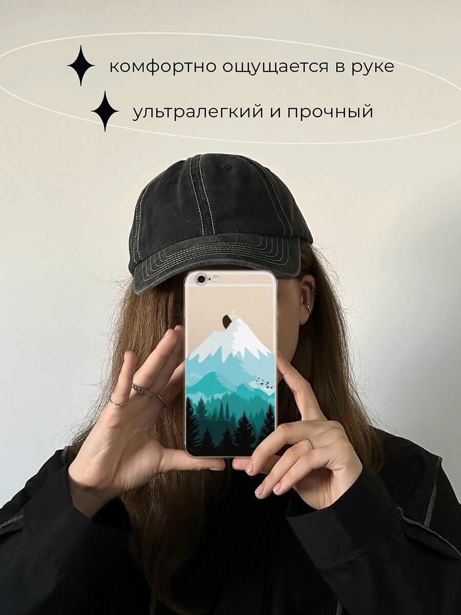 Чехол на Apple iPhone 6 Plus/6S Plus / Айфон 6 Плюс/Айфон 6С Плюс с принтом "Синяя снежная гора", прозрачный — фото 1