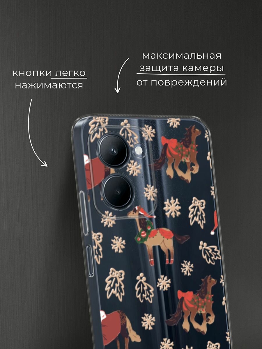 Чехол на Realme C33 / Реалми С33 с принтом "Новогодние лошадки 2" — фото 1