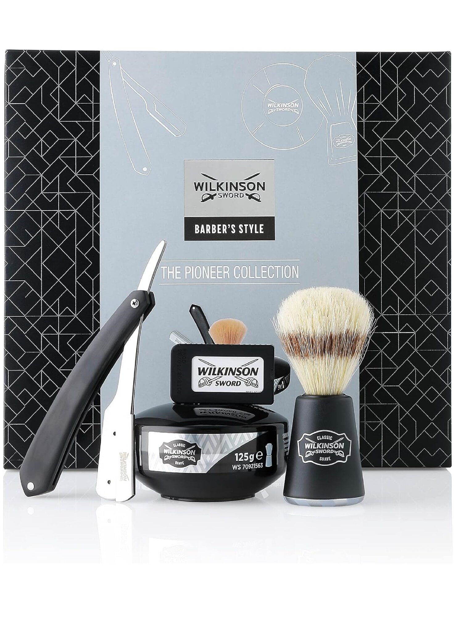 Wilkinson Sword / SCHICK BARBER'S STYLE Pioneer Collection / Опасная бритва ( шаветка) с 5 лезвиями + мыло + помазок, Германия
