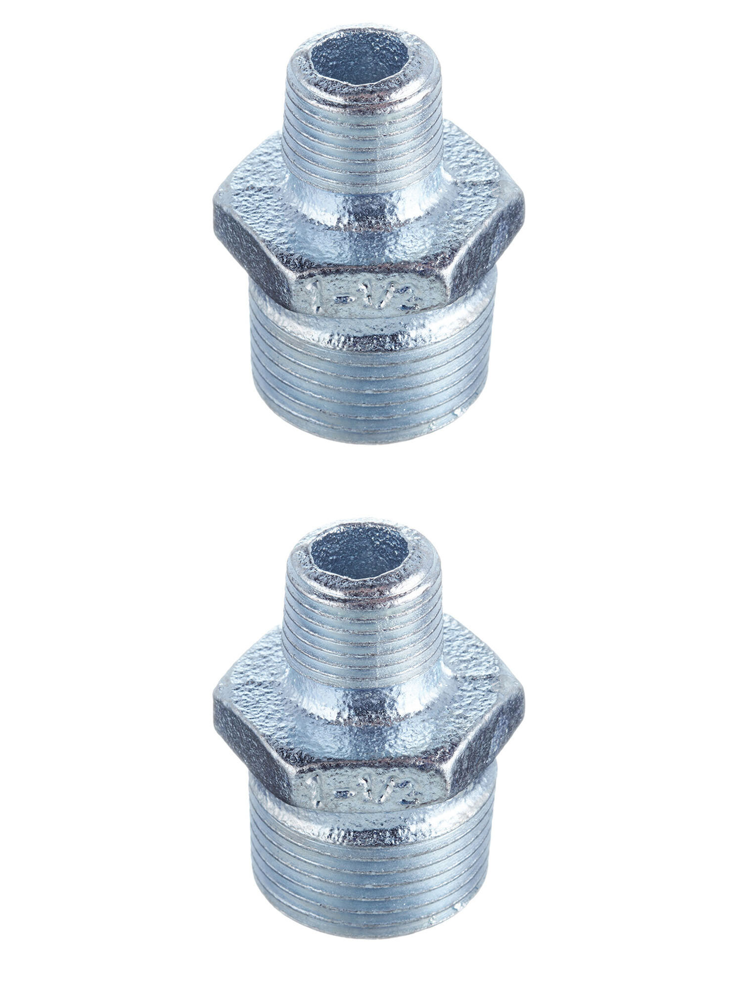 Ниппель переходный 1 НР(ш) х 1/2 НР(ш) чугунный оцинкованный (2 шт.)