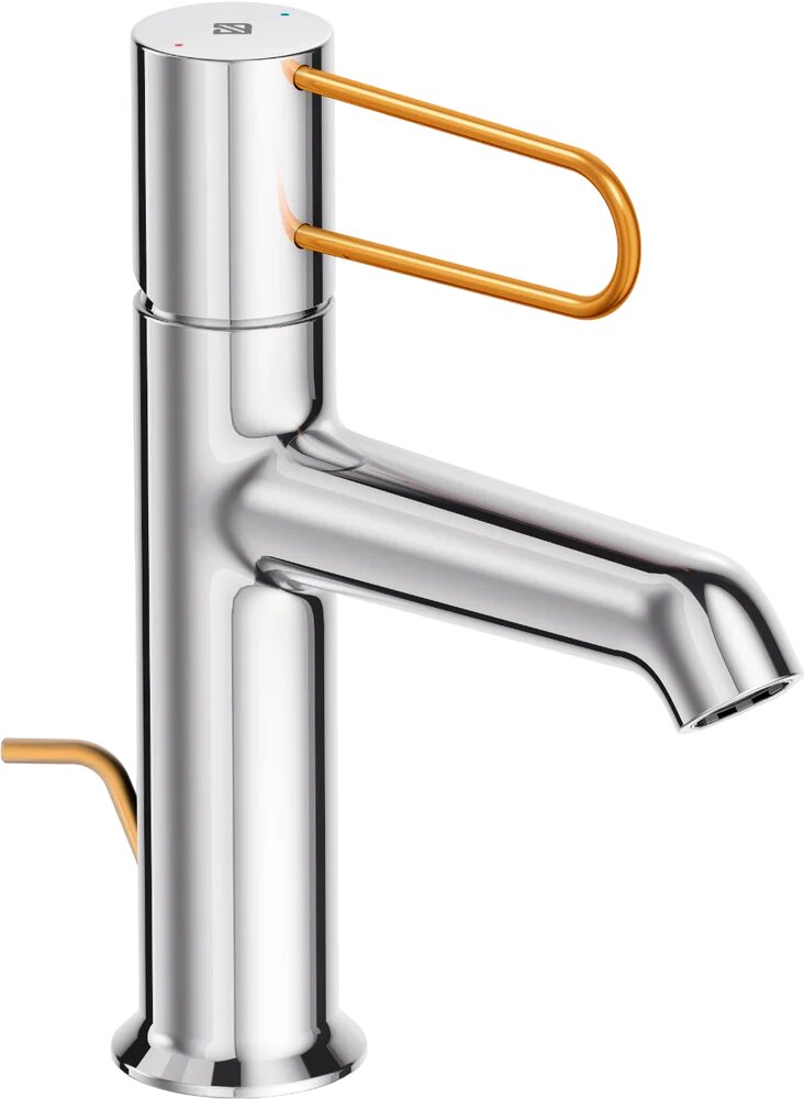 Смеситель для раковины Jacob Delafon Odeon Rive Gauche E21028-GLD-CP хром, глянцевый, кран для ванной в раковину, из латуни, рычажный, с керамическим картриджем, с донным клапаном