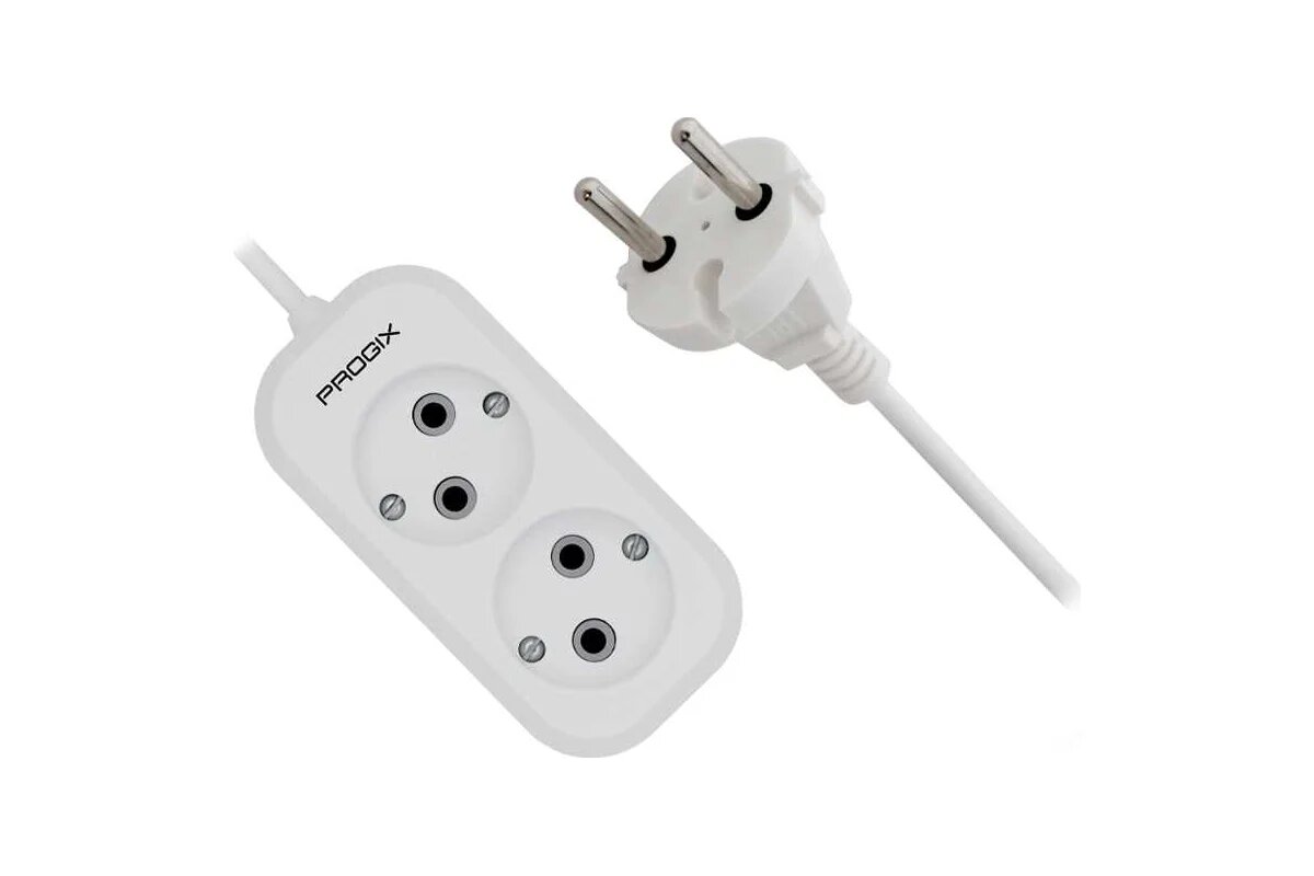 PROGIX удлинитель сетевой 2 розетки 5 м без заземления белый 2x0,75 мм² US2XXW5