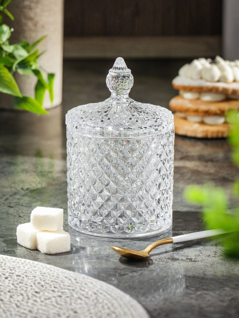 Сахарница стекло, 8.5х14 см, Шейх, Y6-10048
