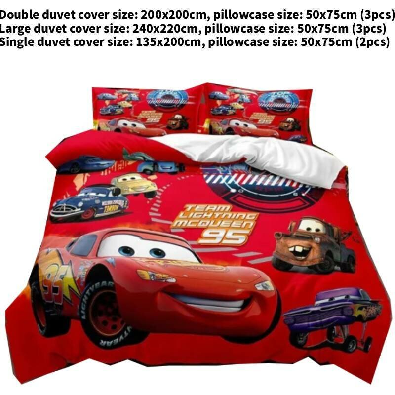 Набор постельного белья с молниями для машин с активной печатью в современном стиле для детской комнаты 220x240 см