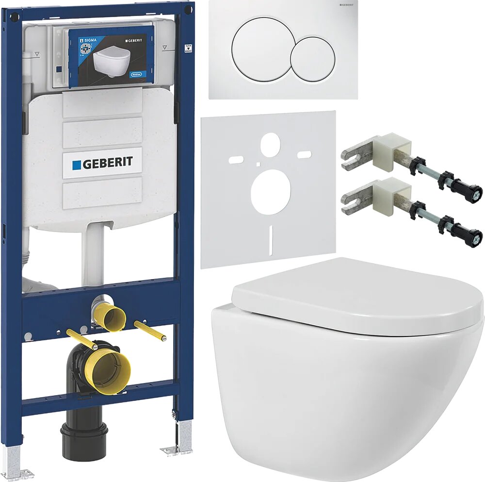 Комплект 6 в 1 Унитаз подвесной BelBagno Amanda BB051CHR безободковый / Сиденье Norma BB865SC с микролифтом / Инсталляция Geberit Duofix UP 320 111.300.00.5 (111.950.00.6), Кнопка Sigma 01 115.770.11