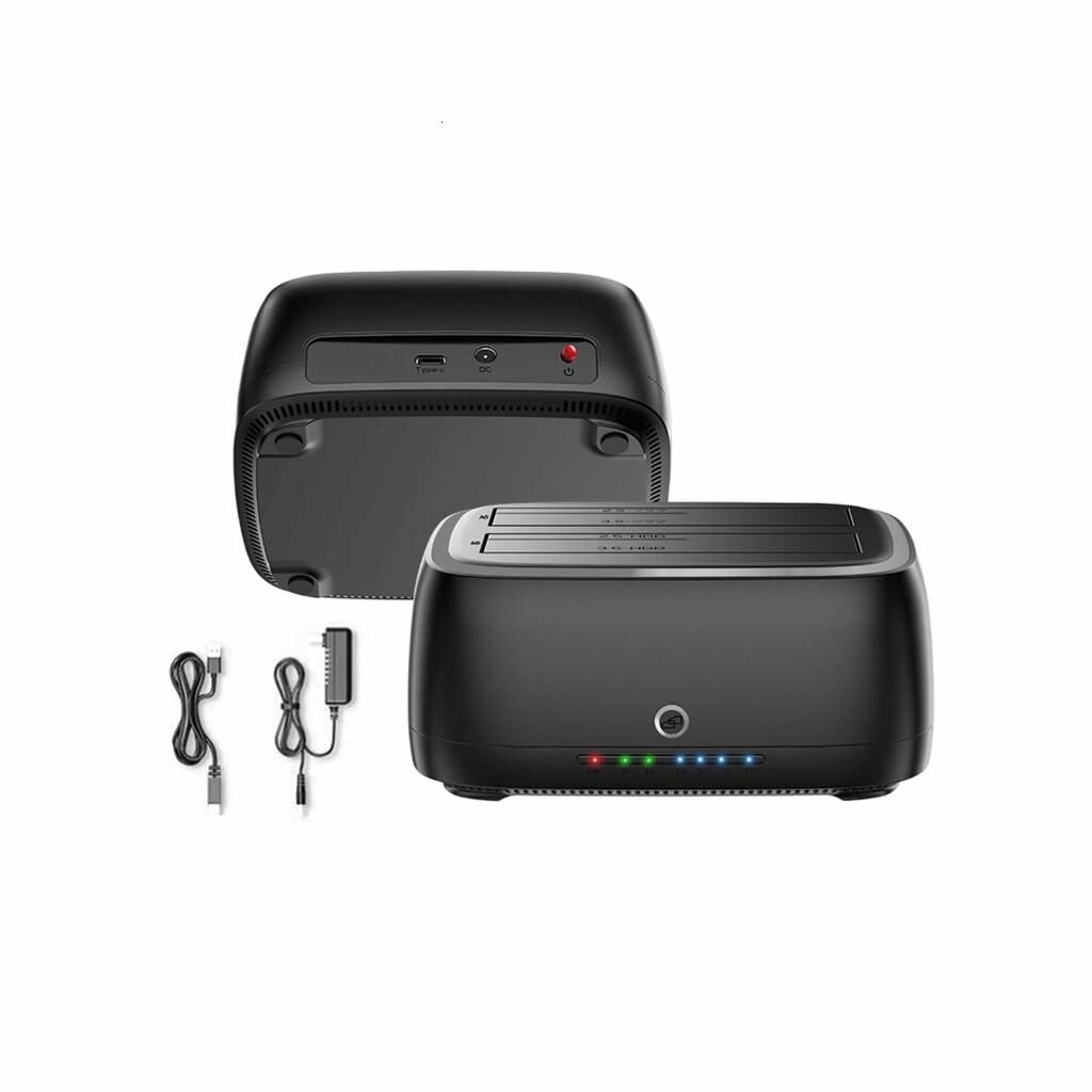 Док-станция Type C с двумя отсеками и охлаждением для дисков до 20 ТБ с LED-подсветкой, - Базовая версия