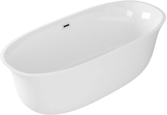 Акриловая ванна Grossman GR-1201 165x75 см, отдельностоящая, белая, овальная, с каркасом, со сливом-переливом