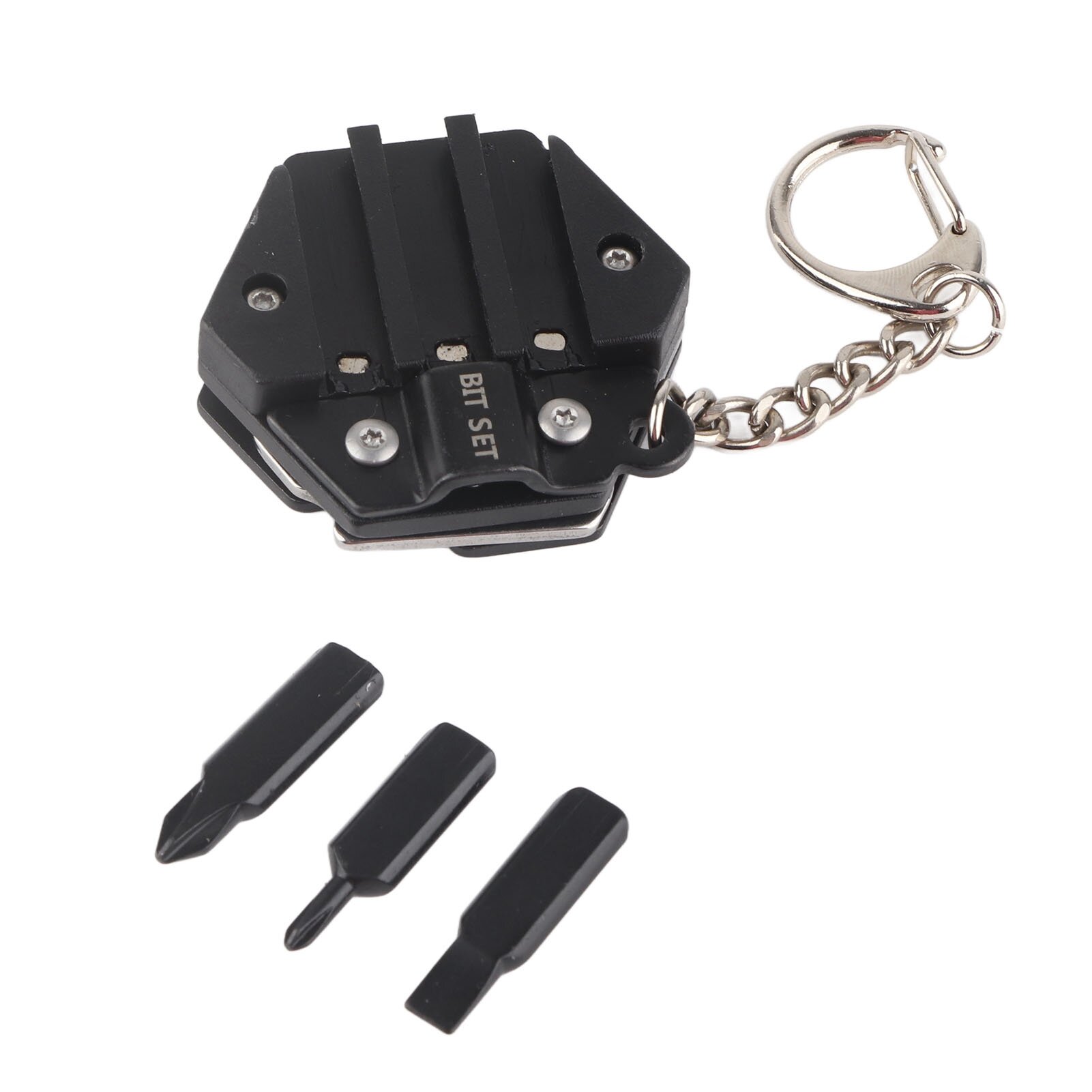 Мультитул Брелок Шестигранный Портативный Многофункциональный Складной Нож Из Нержавеющей Стали с Цепочкой для Ключей для Наружного Черного Цвета