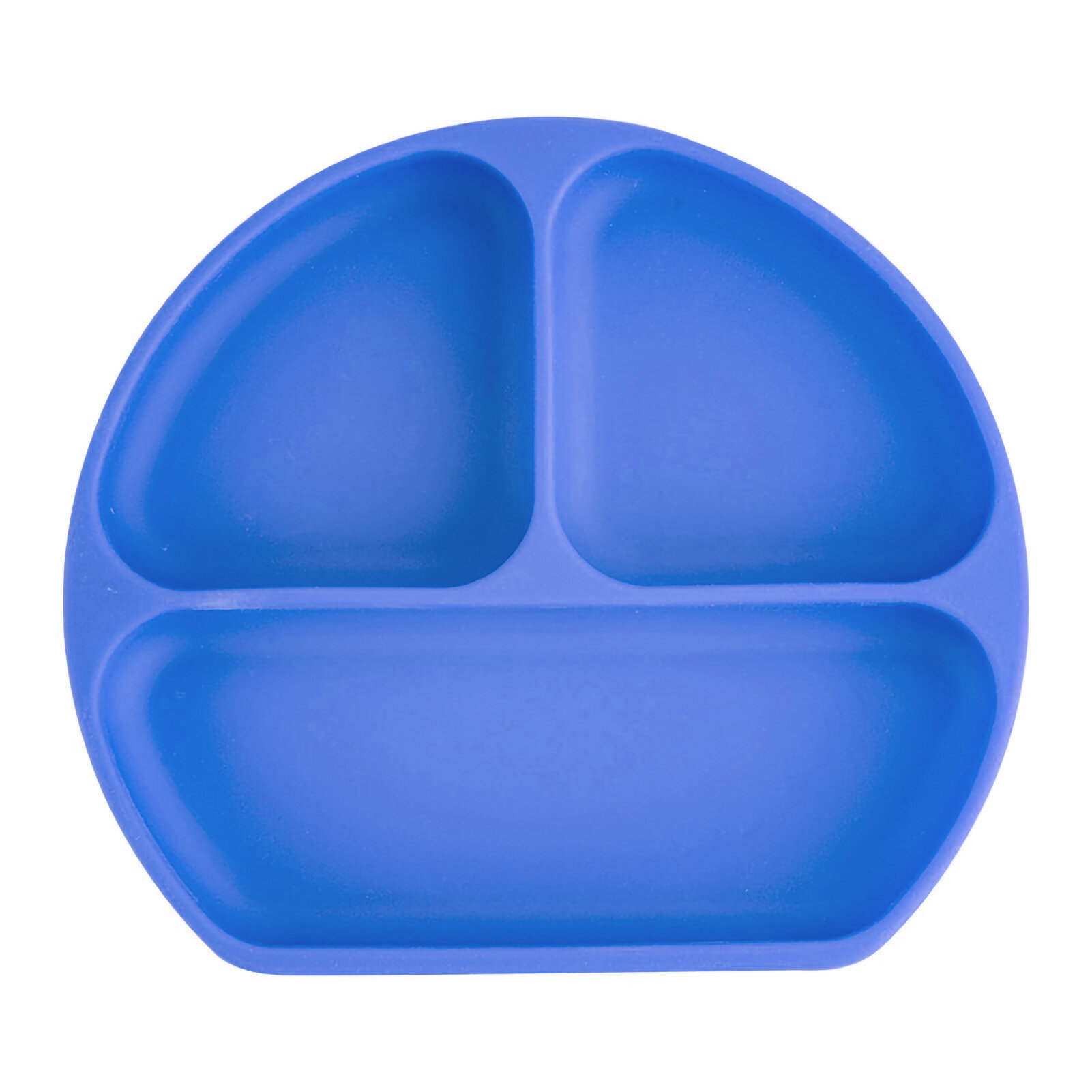 3-секционная силиконовая тарелка с большими присосками, цельная конструкция, безопасный пищевой силикон, детская посуда, голубой цвет, без крышки