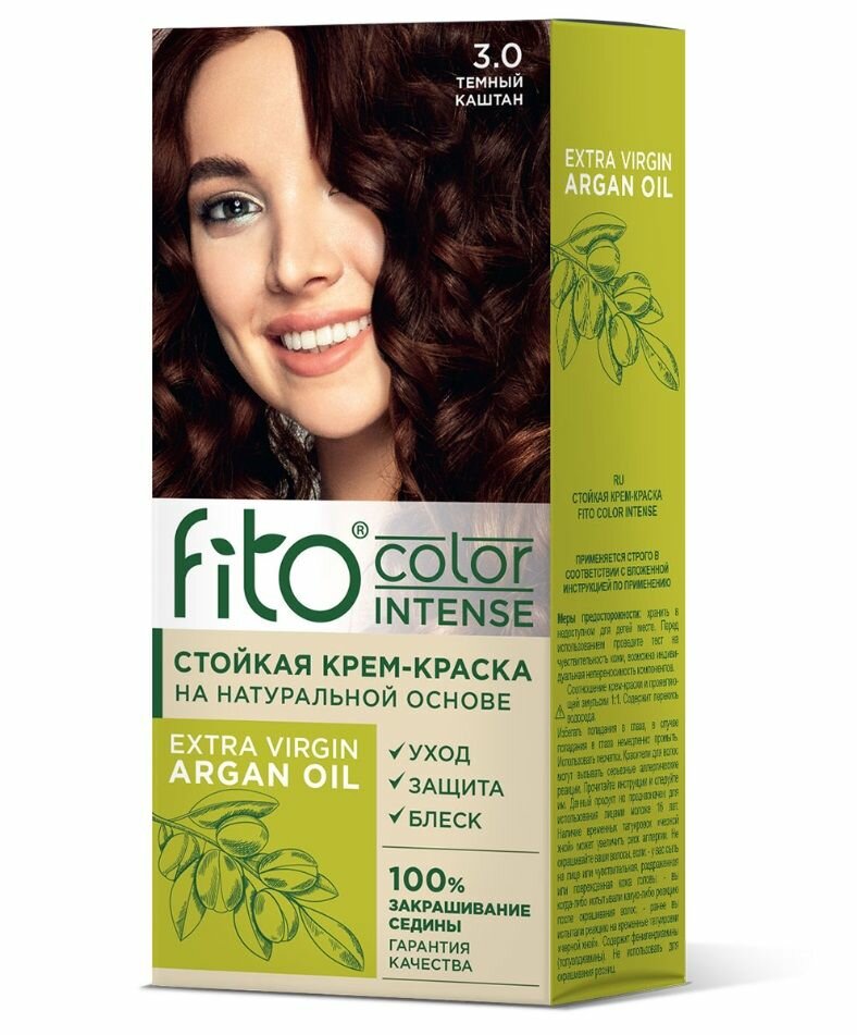 Краска для волос Fito color intense 115мл тон 3.0 Темный каштан