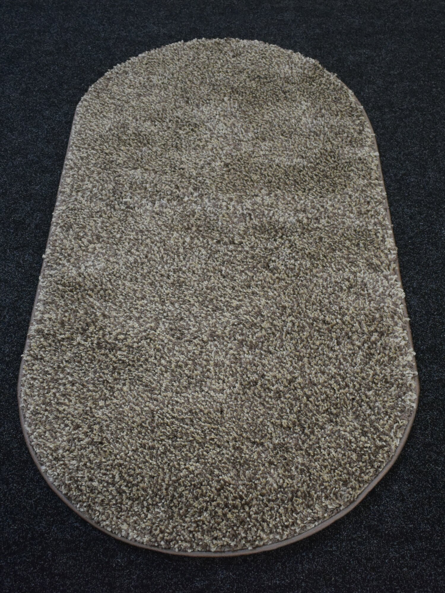 Ковер на пол овальный пушистый, прикроватный, в спальню, гостиную, детскую, на кухню, темный меланж, 60, 1.2*1.7 м