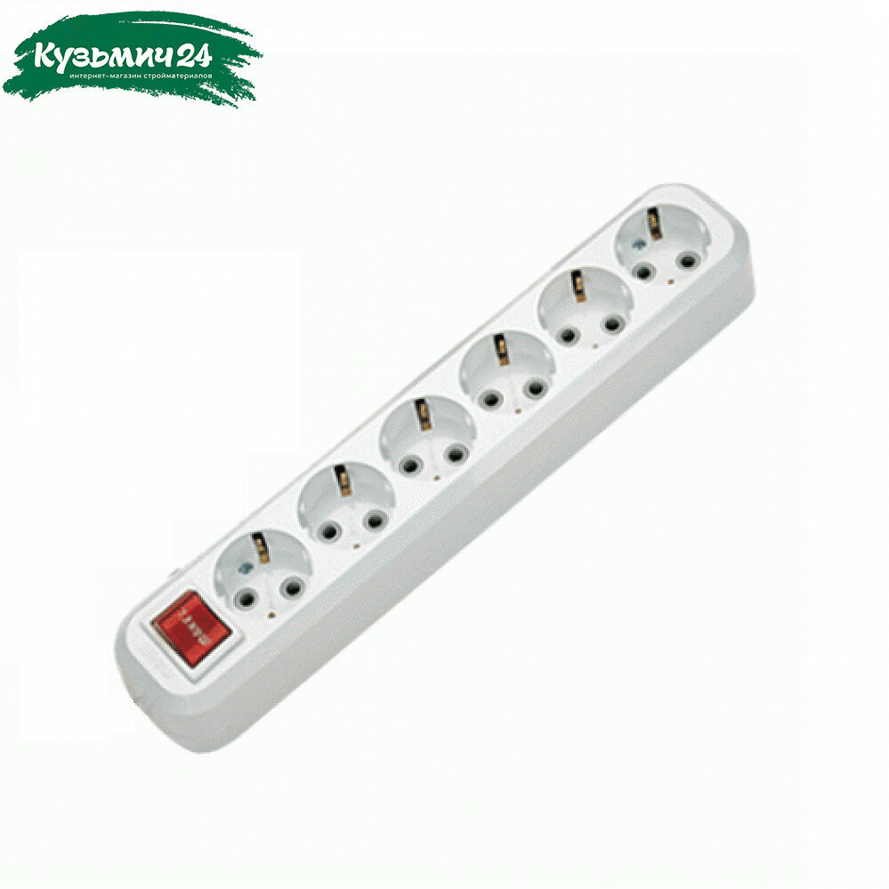 Колодка с заземлением Makel 6 розеток с выключателем, 1 шт