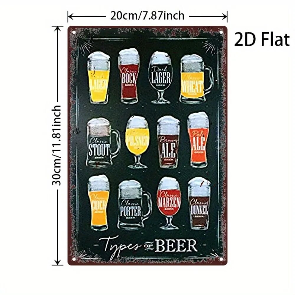 Винтажная жестяная вывеска "Девушка с пиво" для декора, прямоугольная металлическая картина 20x30 см