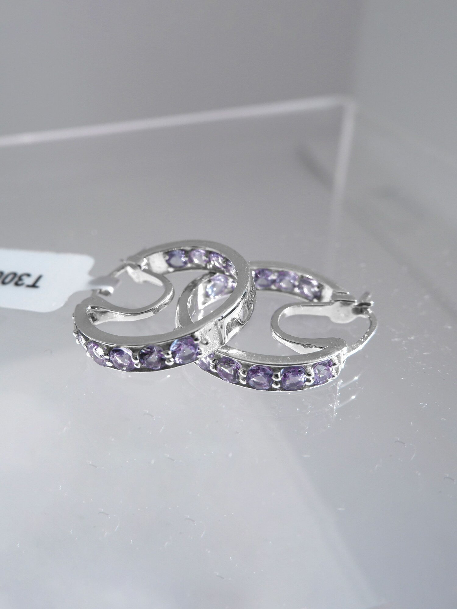 Серьги, серебро, 925 проба, родирование, танзанит