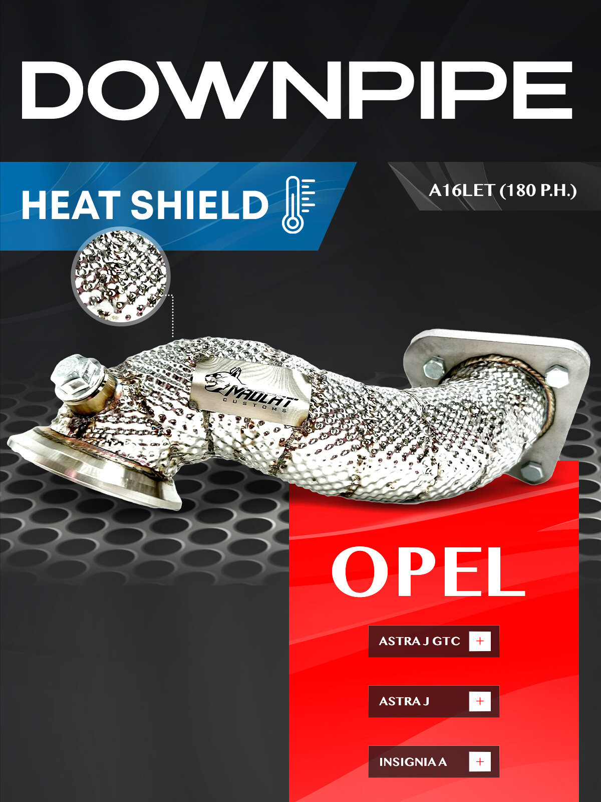 Даунпайп для 1.6t(180лс) A16LET HEAT SHIELD Opel Astra J/GTC/Insignia/Corsa D
