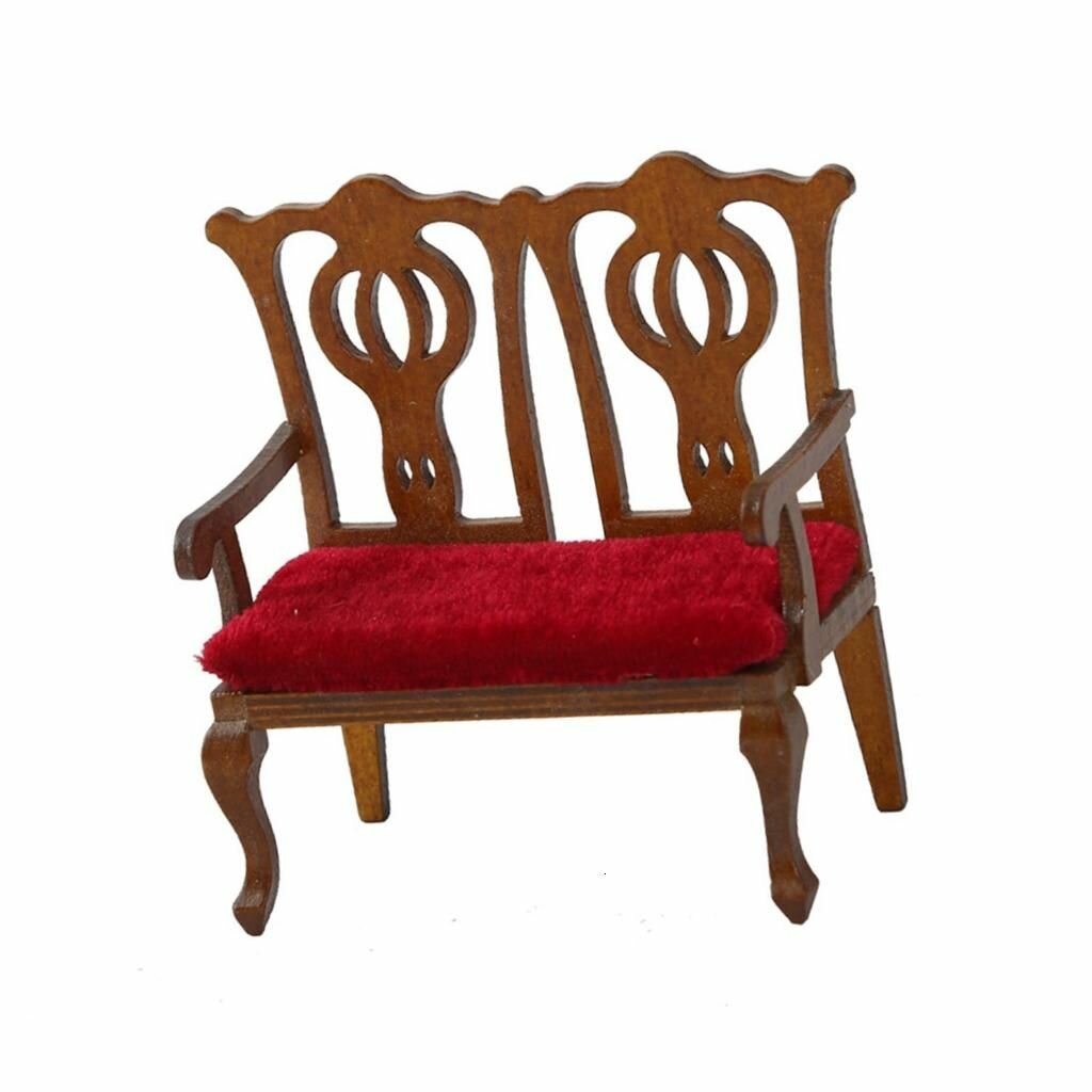 Ретро-кресло в европейском стиле для кукольного домика в масштабе 1:12-двухместное кресло
