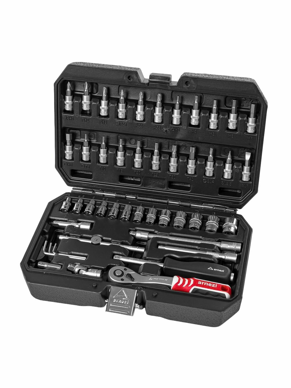 Набор инструментов ARNEZI R0900046, 46 предметов, 1/4", в кейсе