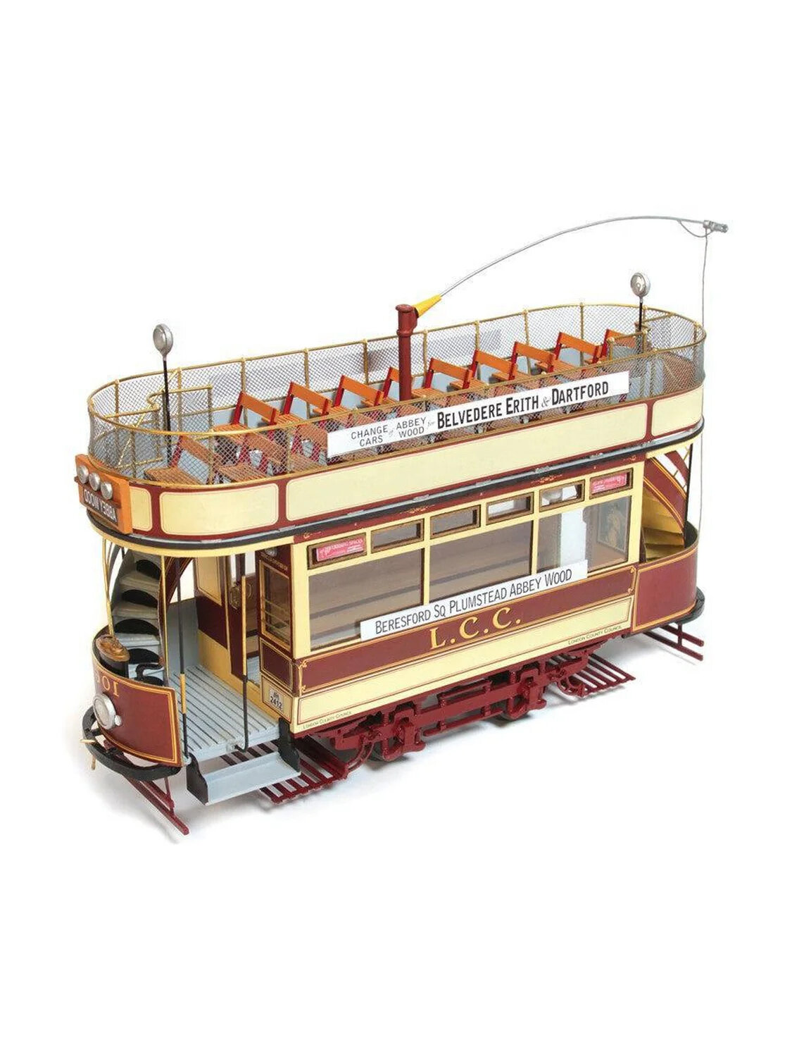 Модель трамвая от OcCre, London L. C. C.106, 355х216х93 мм, М.1:24