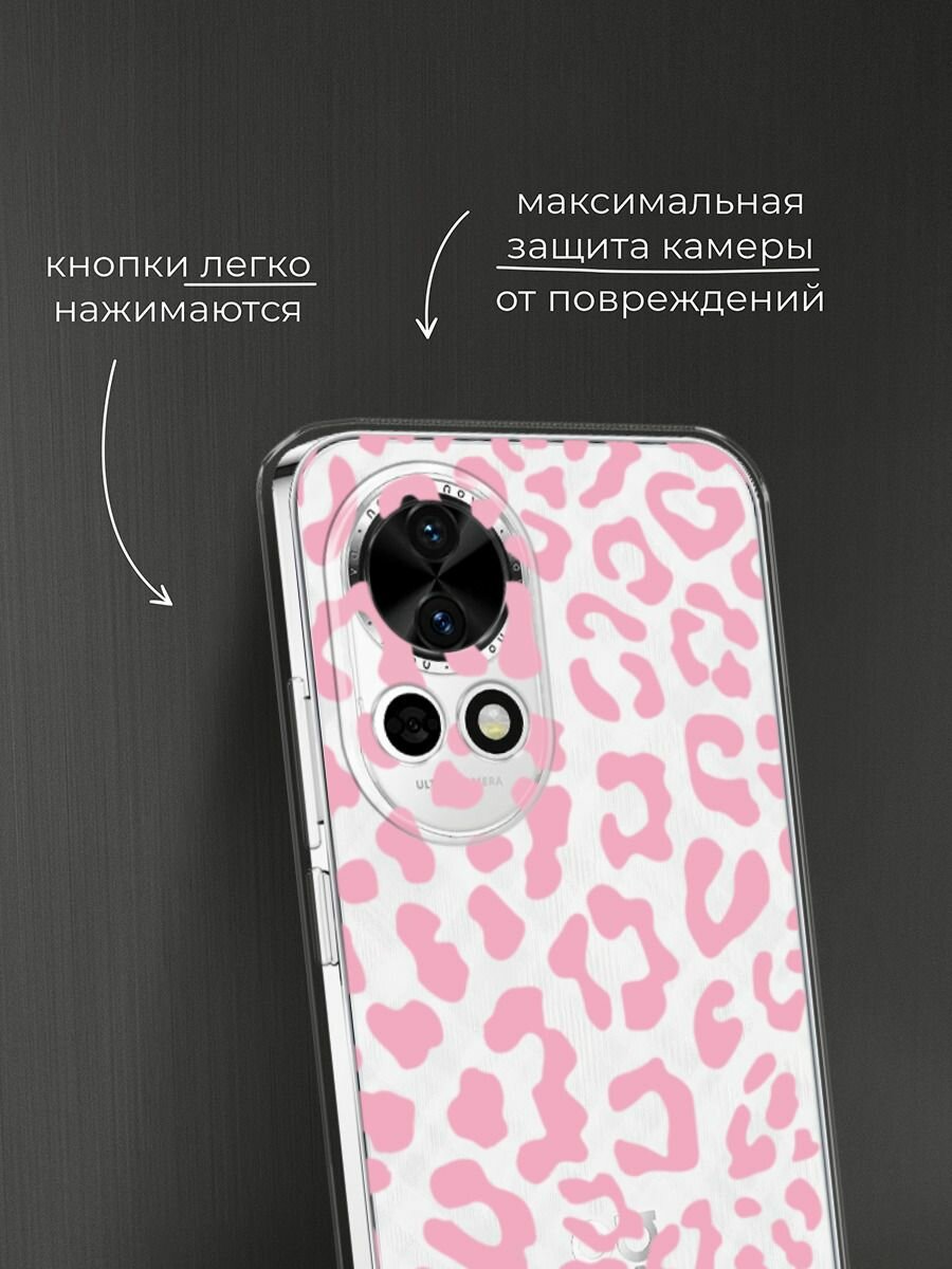 Чехол на Huawei Nova 12/Nova13 / Хуавей Нова 12/Нова 13 с принтом Паттерн розовый леопард, прозрачный — фото 1