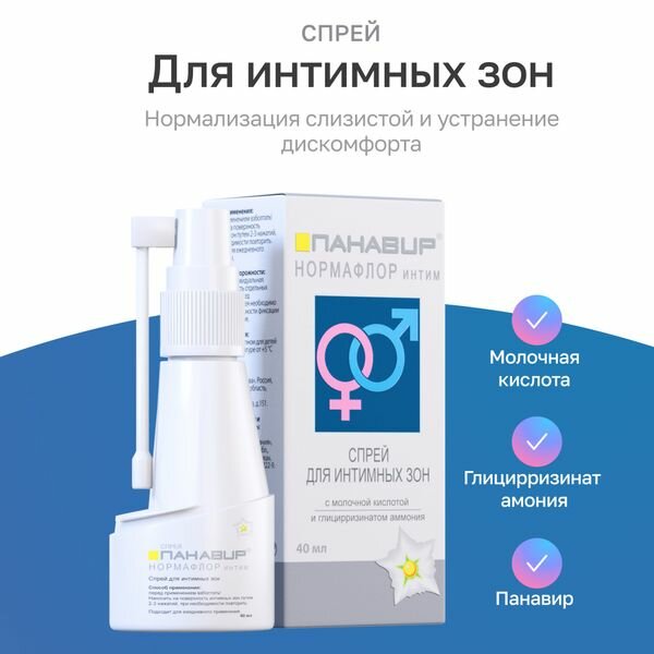 Спрей для интимных зон тела Интим Нормафлор Панавир 40мл — фото 1
