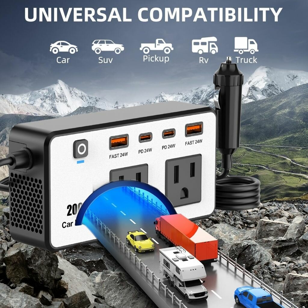 200W Автомобильный инвертор DC12V в AC110V с USB