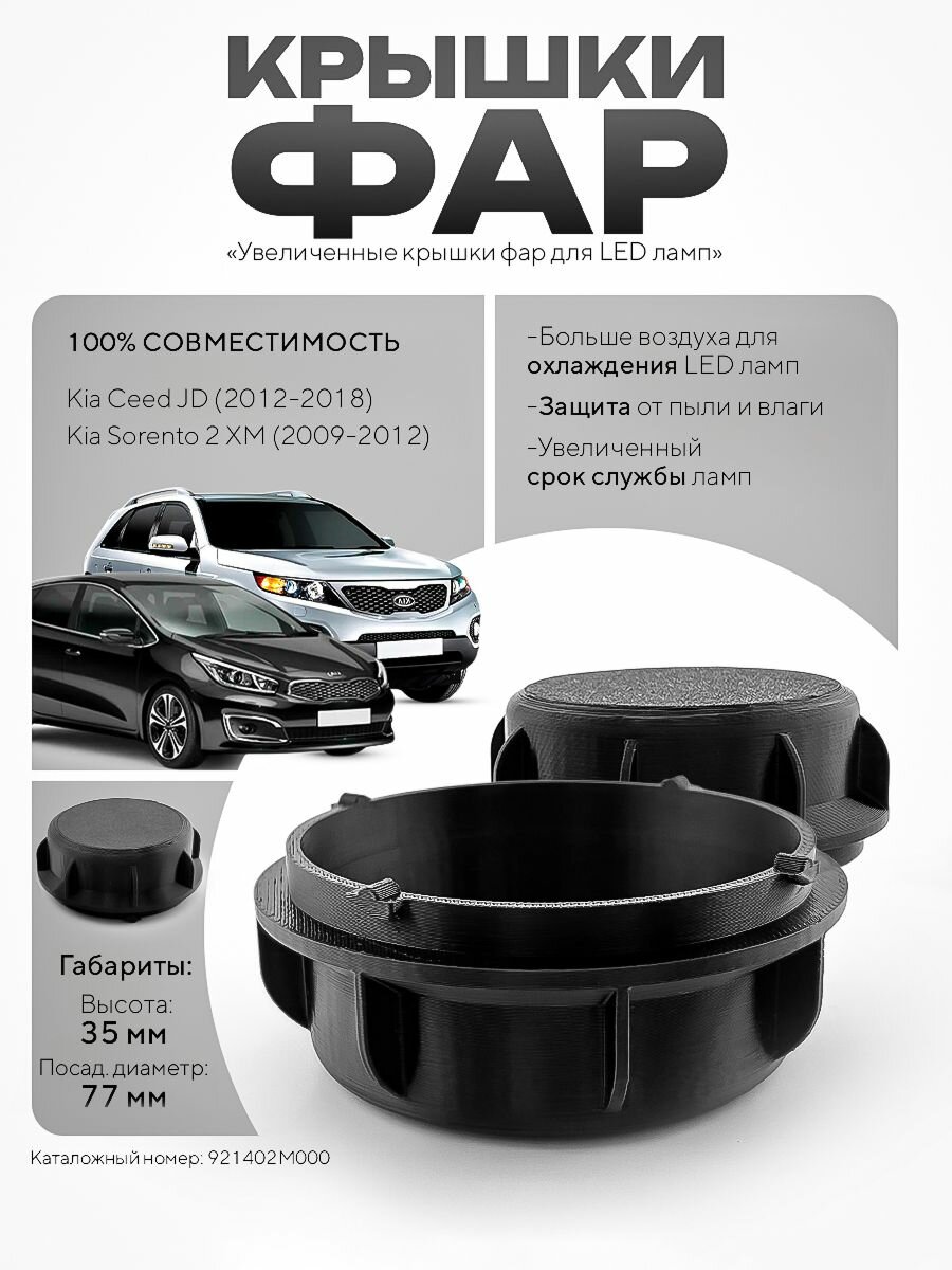 Крышки фар Kia Ceed JD (2012-2018) / Sorento 2 XM (2009-2012) для LED ламп увеличенные 2 шт, 921402M000