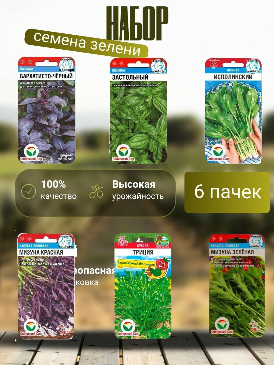 Набор Семена зелени Сибирский сад 6 шт