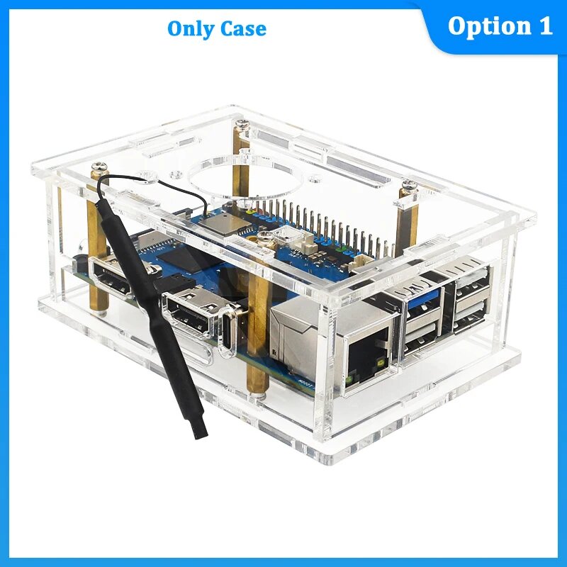 Аксессуар для Orange Pi 5 Pro, акриловый корпус с вентилятором