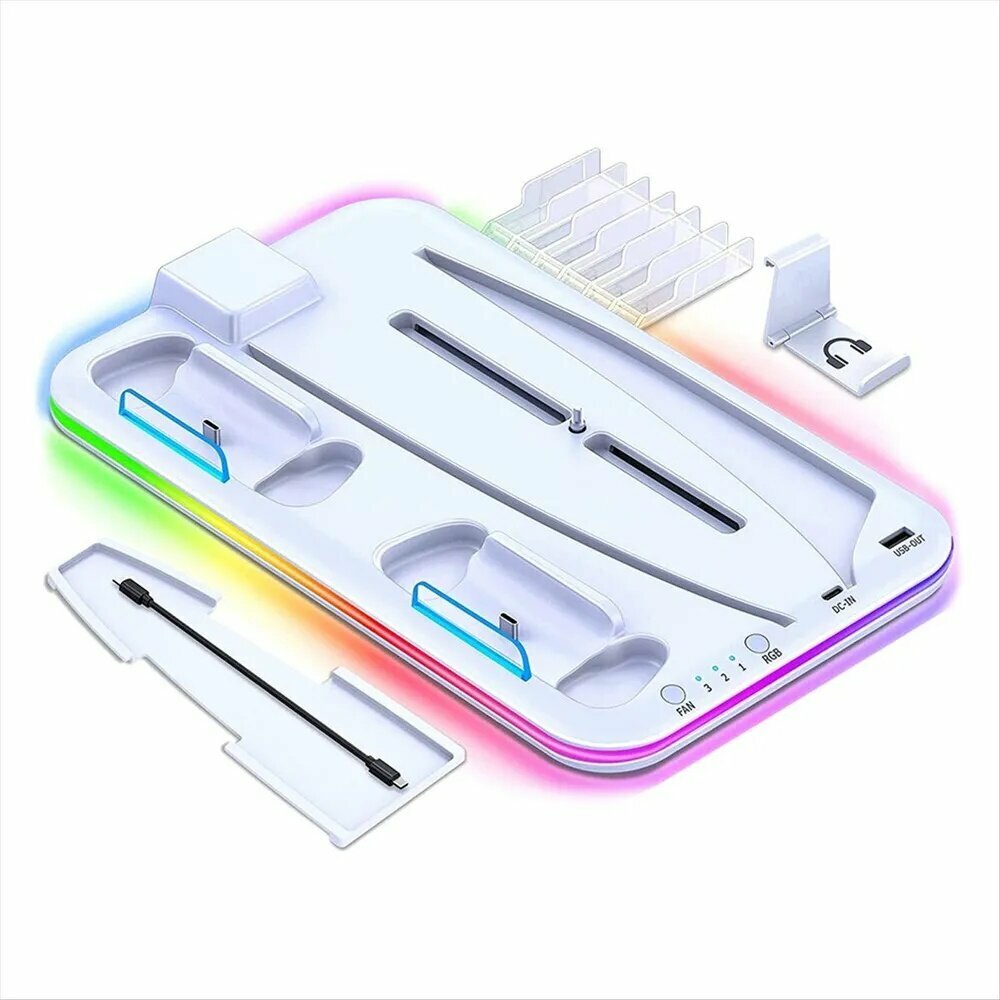 3-режимный светодиодный охлаждающий вентилятор для подставки 2 контроллера зарядная док-станция диск/цифровой RGB холодный белый свет