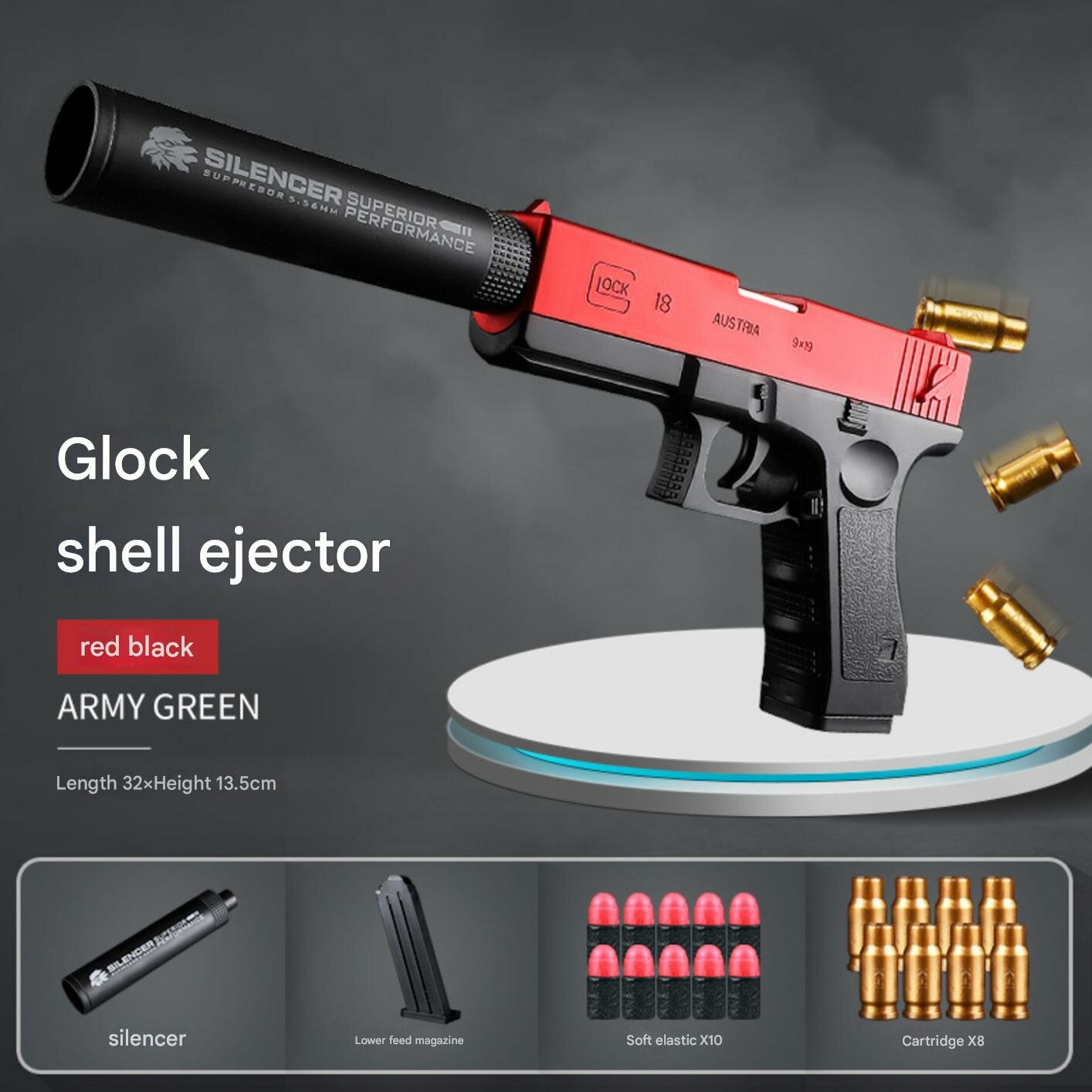 Глок Пистолет С Мягкими Пулями: Реалистичный Дизайн Для Военных Энтузиастов Игрушка С Выбросом Гильз - Безопасная Стрельба Для Детей От 3 Лет Пистолет С Гильзами For Семейная Игра И Снятие Стресса