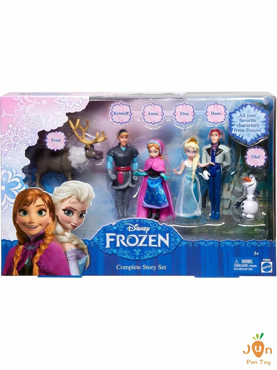 Mattel Disney Frozen Complete Story Playset / детские игрушки, набор игрушек Дисней Холодное сердство, состоящий из 4 кукла и 2 Фигурка, подходит для детей от 3 лет и старше