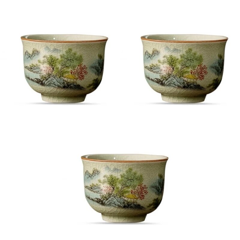 Керамический Gaiwan для чая, пейзаж, 65 мл, 3 шт.
