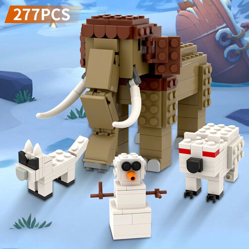 Пластиковые строительные блоки 99 «Ночь в лесу» Мамонт и Снеговик