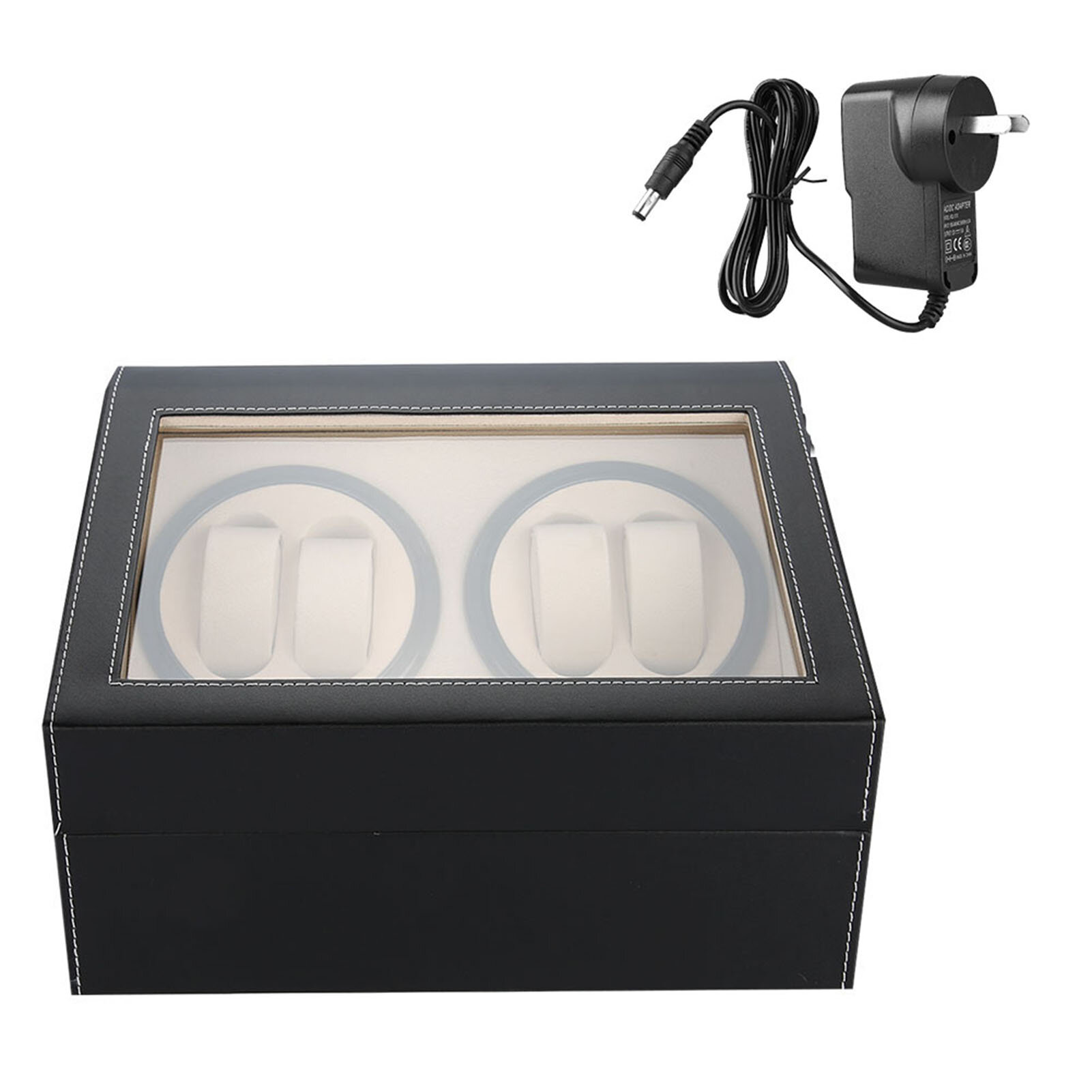 Watch Winder for 4 Automatic Watches 6 Grids Storage Case Quiet Motor (Black+ )