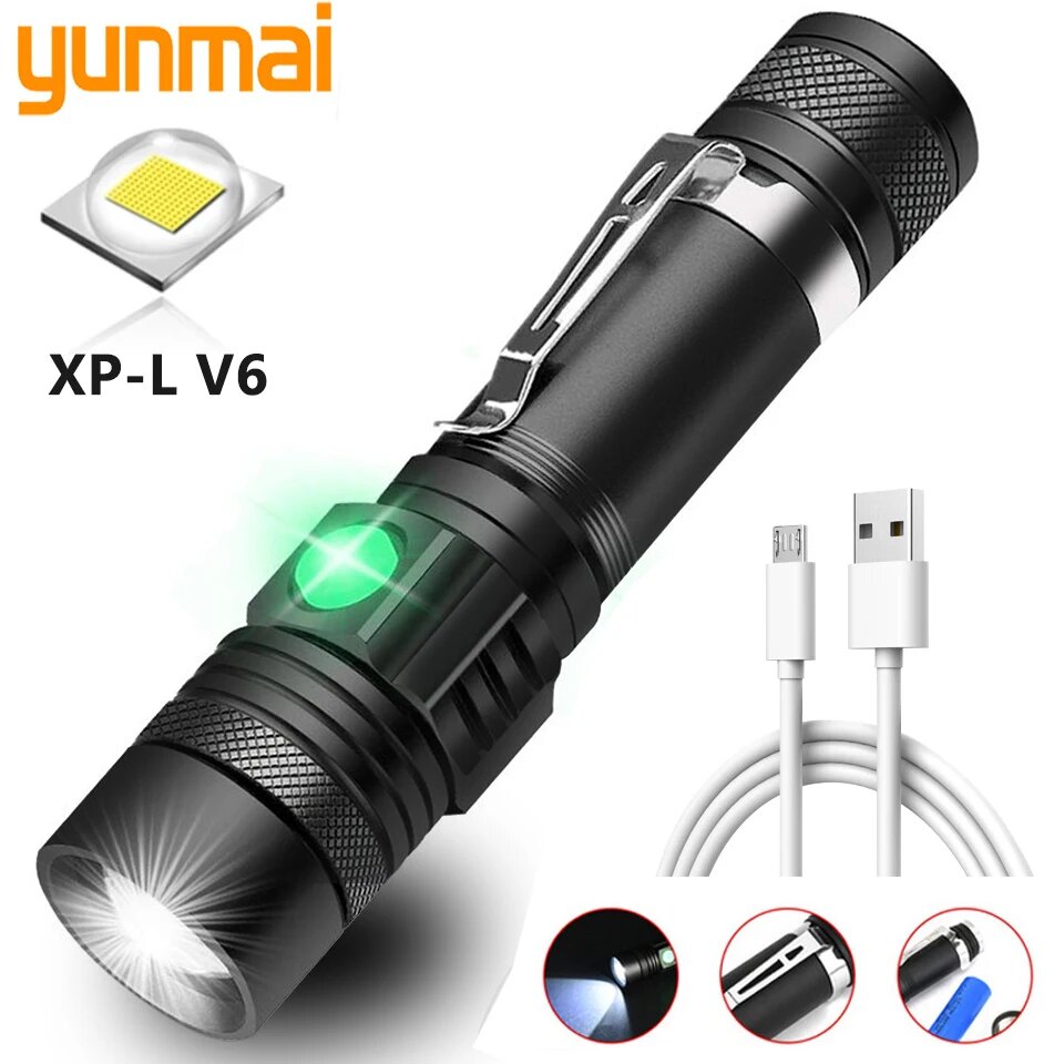 YUNMAI XP-L V6 ультраяркий фонарик V6-Brightest, No battery