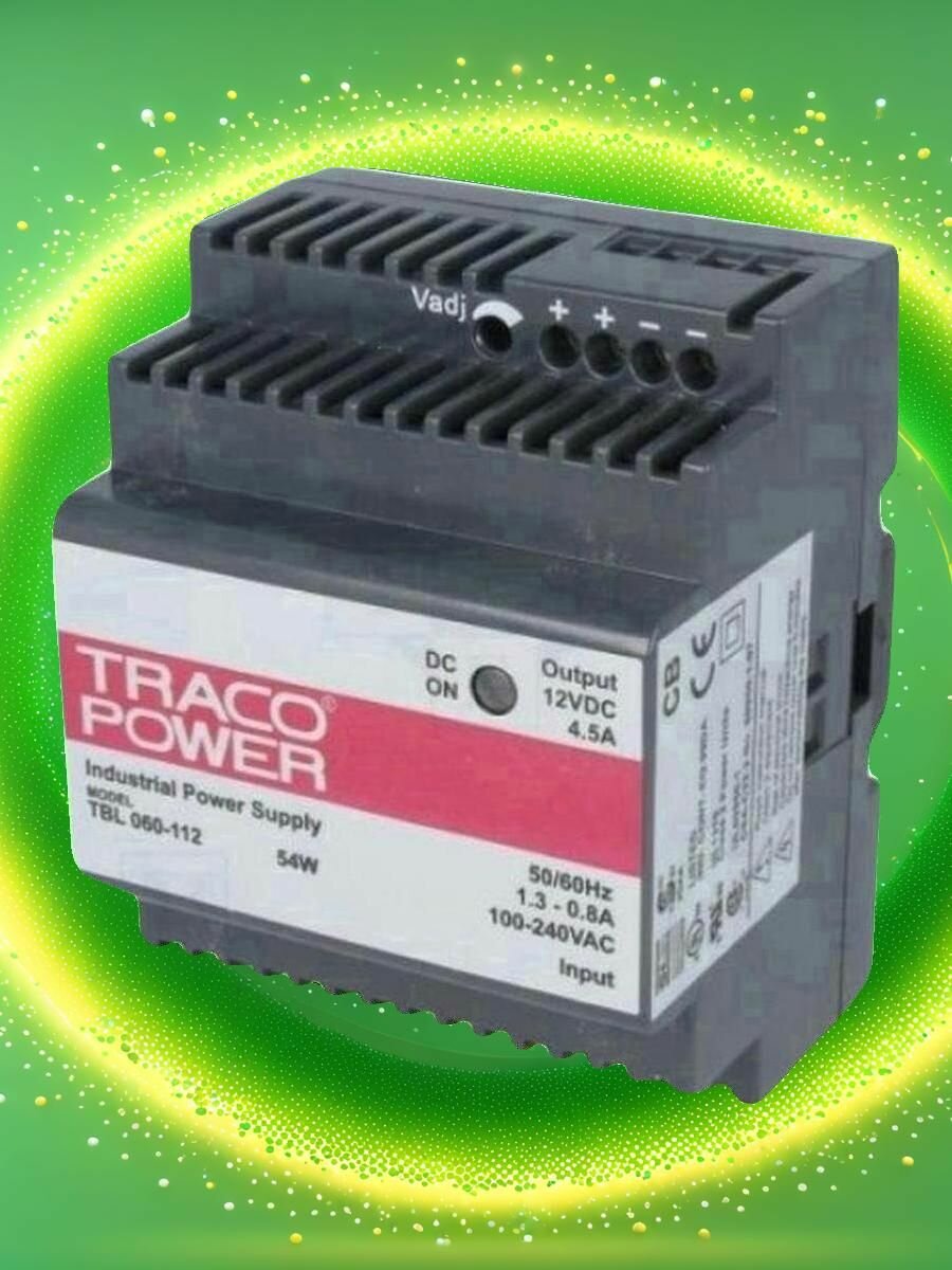 Блок питания на DIN-рейку, 12 V, 4.5 A, 54 W Traco Power TBL 060-112