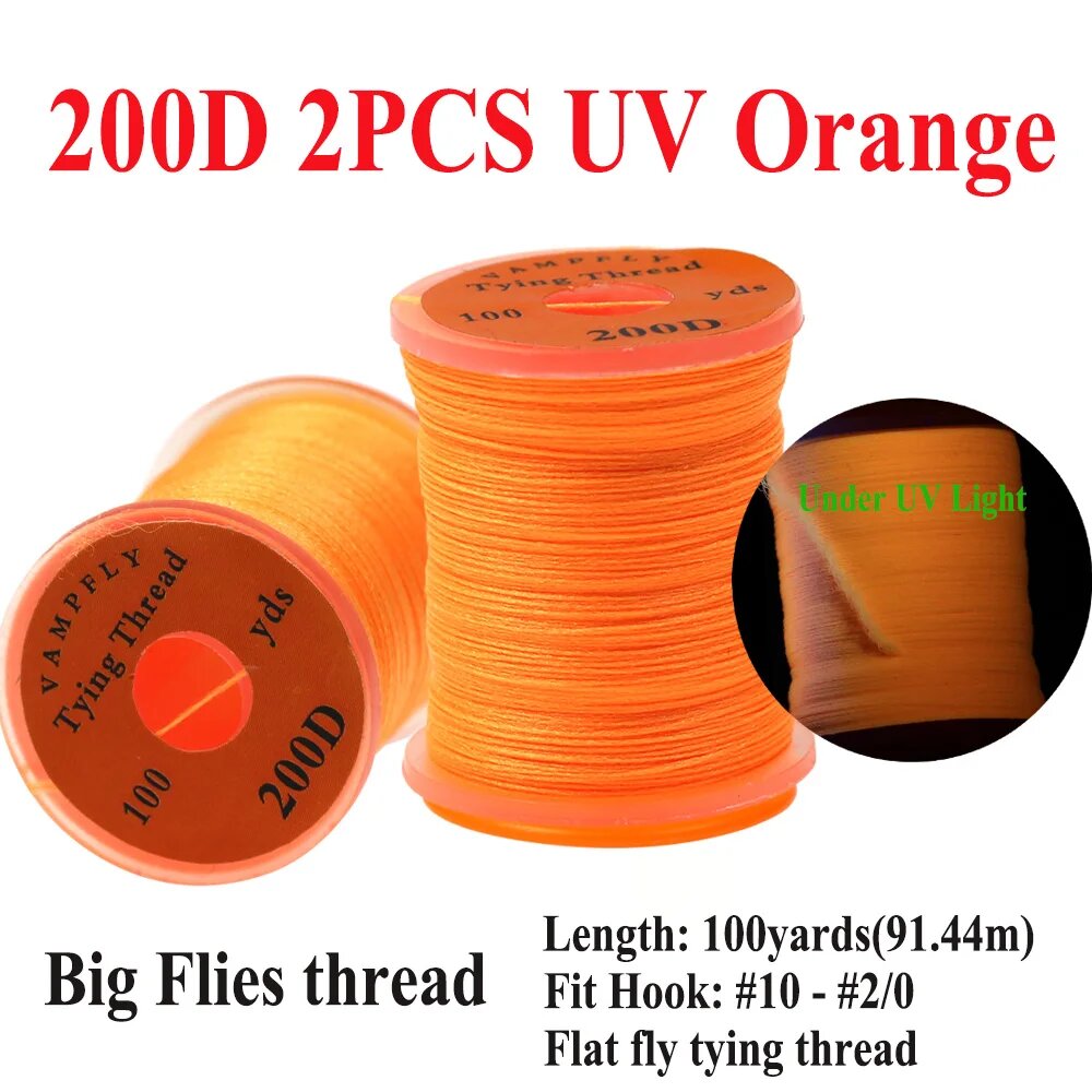 Vtwins 200D эластичная нить для вязания мушек Оранжевый, 2pcs 200D Orange