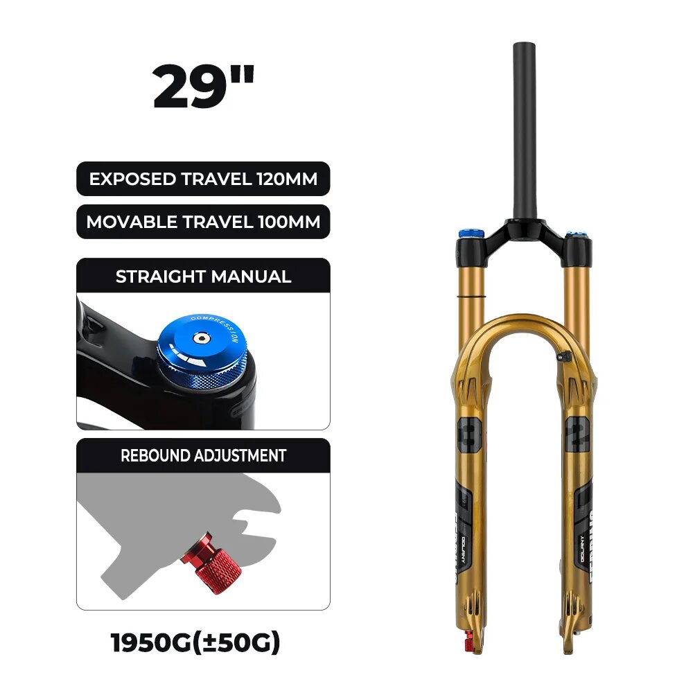 BOLANY воздушная вилка для горного велосипеда 27,5/29 дюймов 120 мм 29 Damping Manual GD