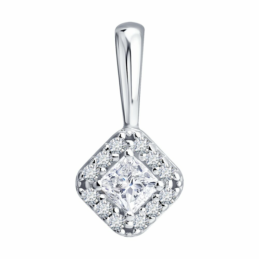 Подвеска, серебро, 925 проба, родирование, бриллиант выращенный