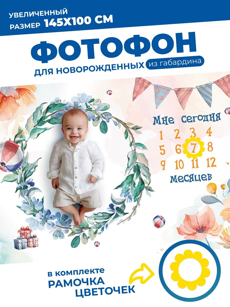 Фотофон Homepick для новорожденных малышей по месяцам из габардина