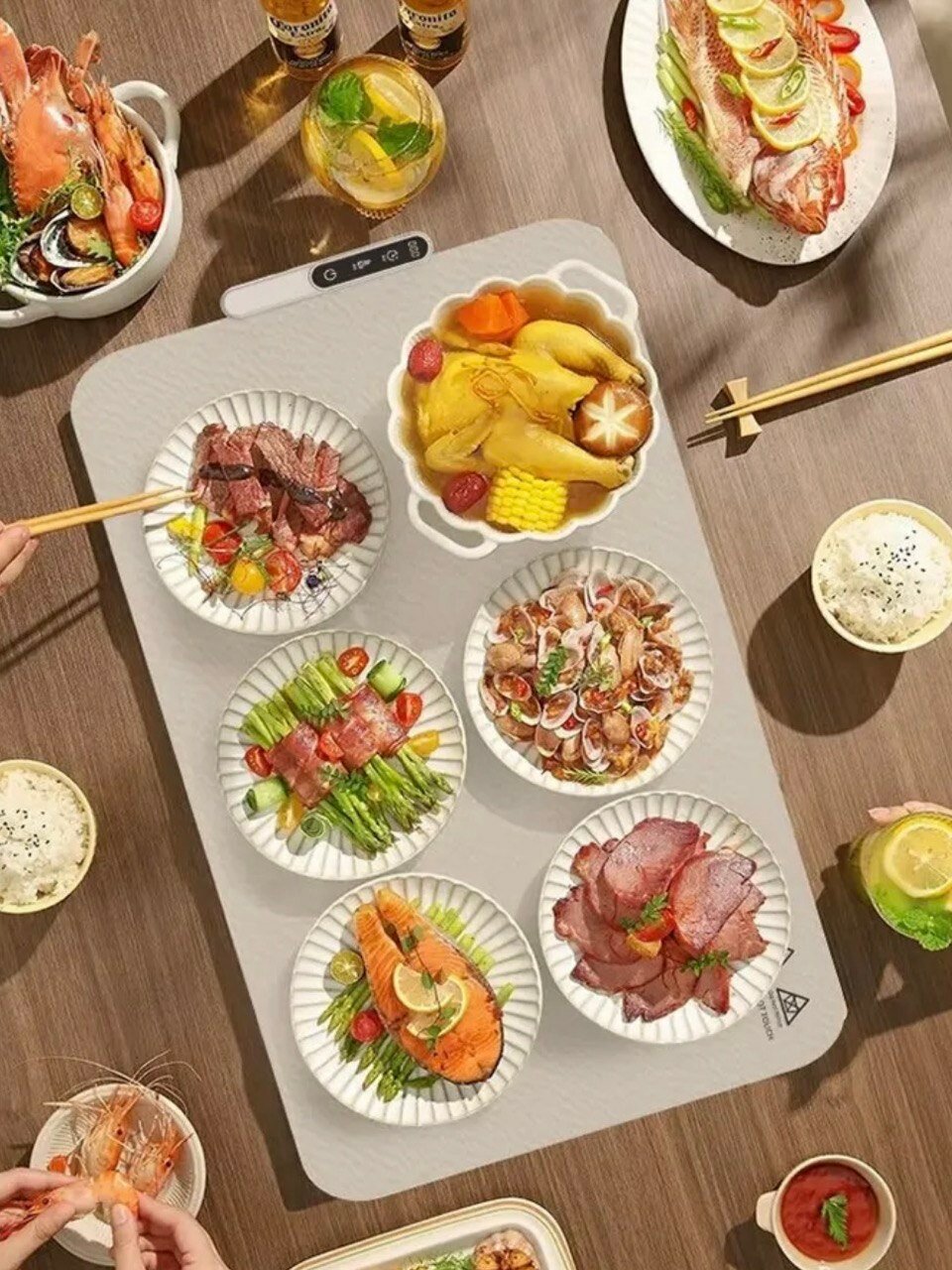 Коврик для подогрева еды электрический складной