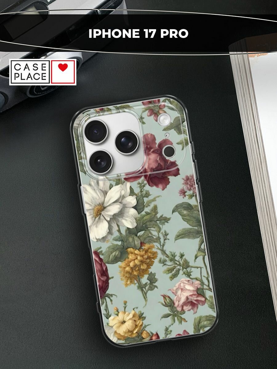 Чехол на Apple iPhone 17 Pro / Айфон 17 Про с принтом Акварельные красные цветы