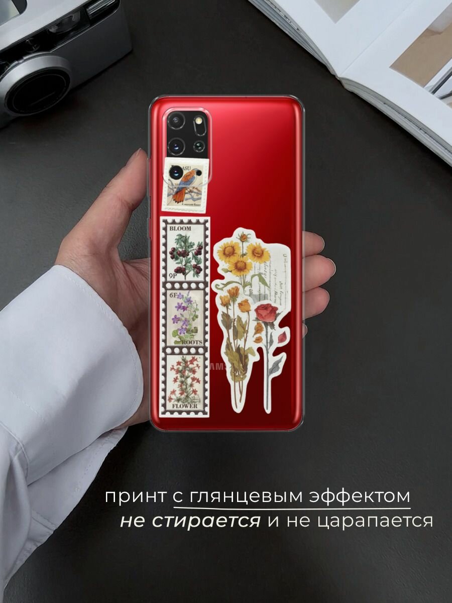 Чехол на Samsung Galaxy S20 + / Самсунг Галакси S20 Плюс с принтом Марки с цветами — фото 1