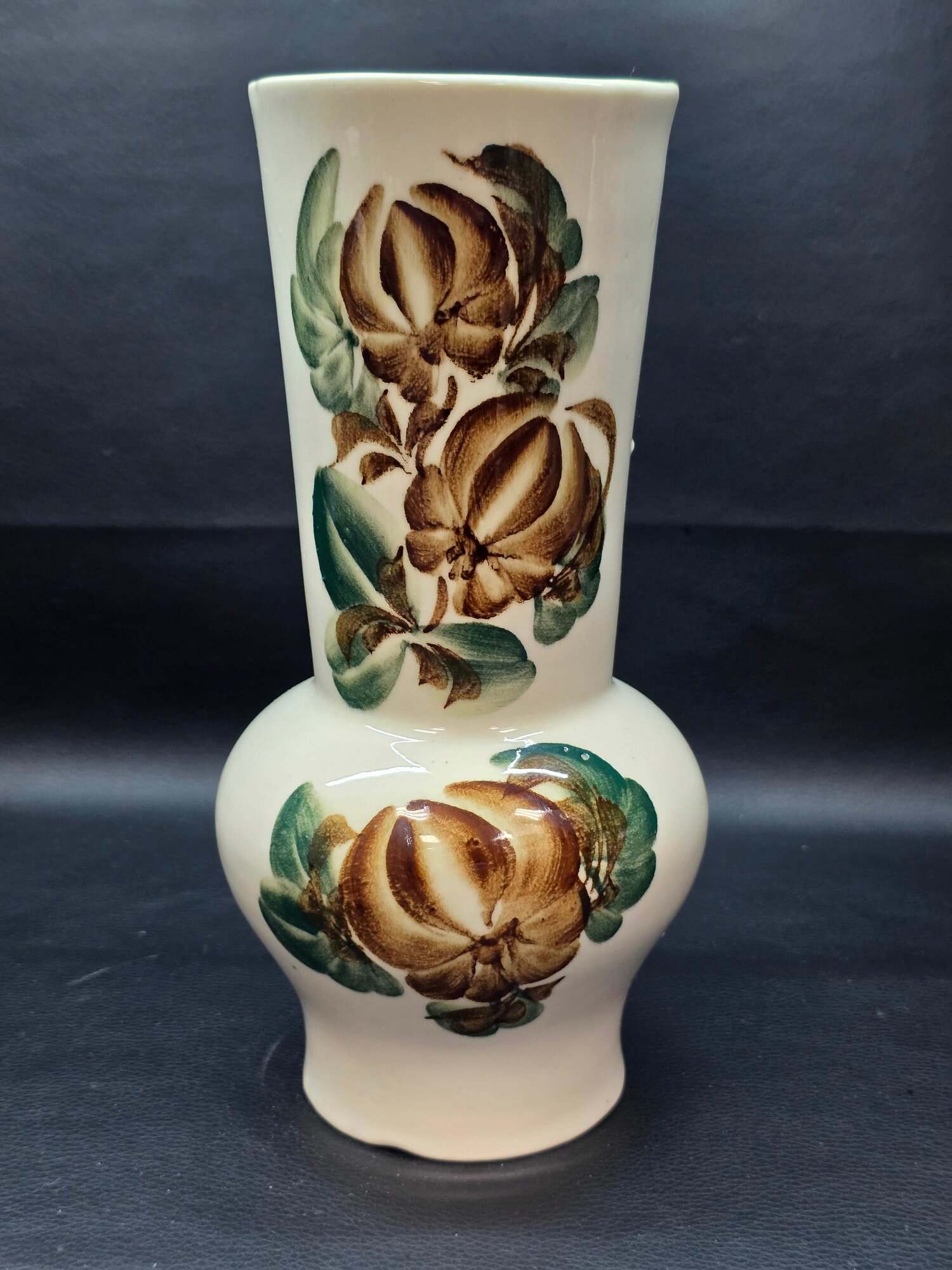 Ваза для цветов обливная керамика СССР Цветы 22,3 см