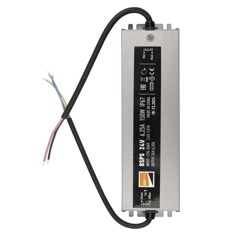 Блок питания для светодиодной ленты 150Вт 6.25А 24В IP67 BSPS влагозащ. метал. Pro+, JAZZWAY 5024212 (1 шт.)