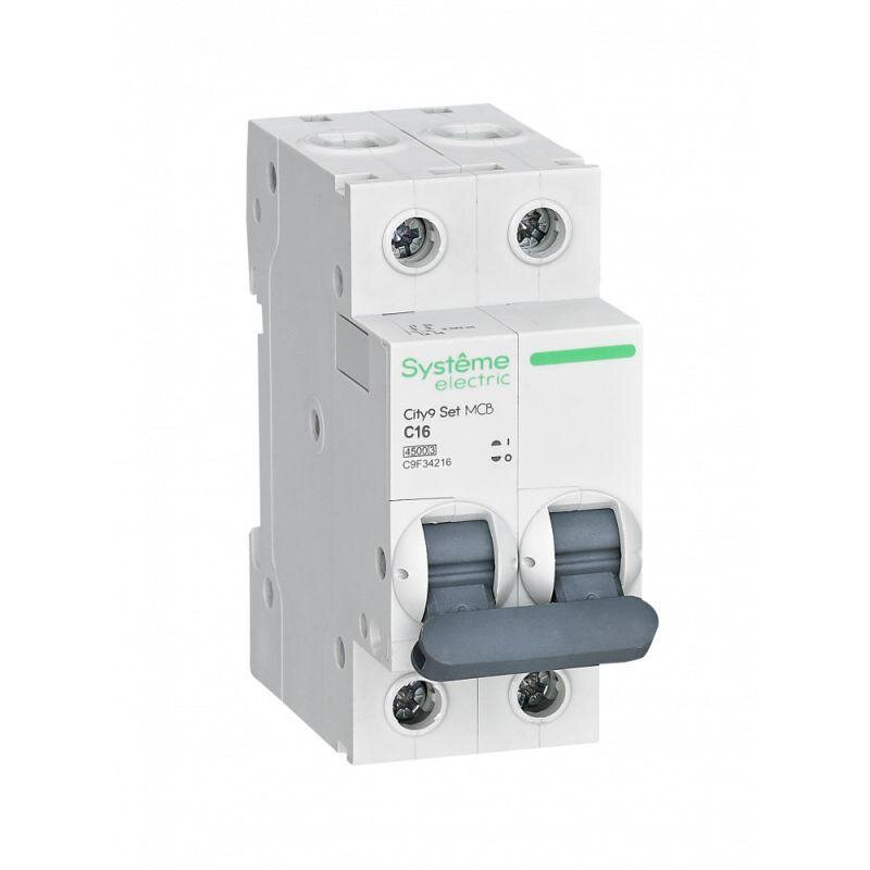 Выключатель автоматический модульный 2п C 16А 4.5кА City9 Set 230В SE, SCHNEIDER ELECTRIC C9F34216 (1 шт.)