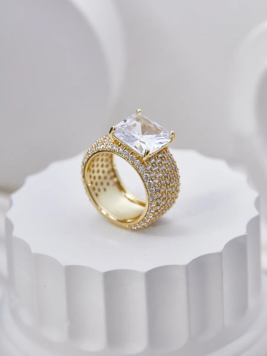 Кольцо обручальное, кристалл, фианит, циркон