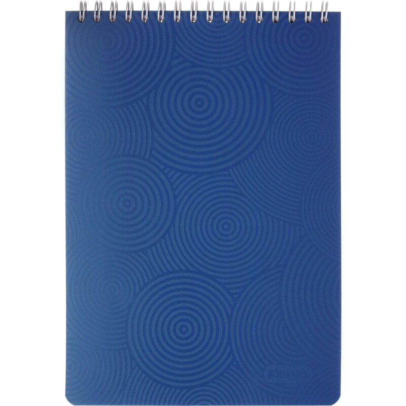Блокнот Комус на спирали, синий, А5, 80л, клетка